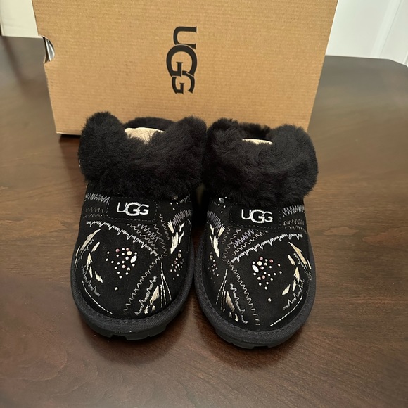 UGG | Shoes | Ugg Coquette Gold Burst Black Slippers | Poshmark